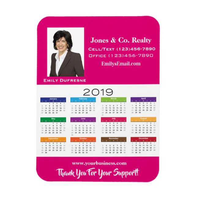 Fun & Professional 2019 Calendar w/Photo Magnet | Zazzle