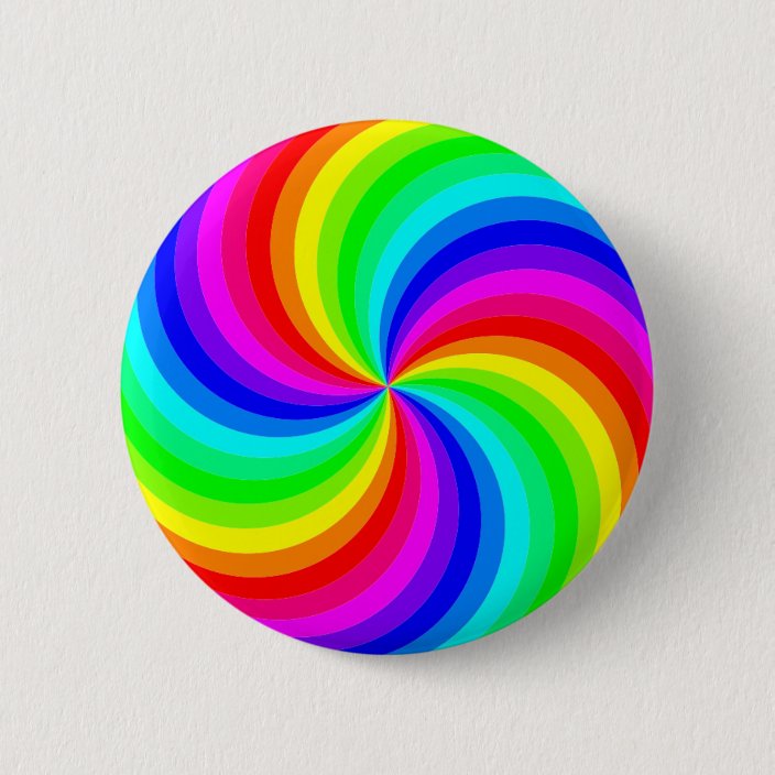 Fun psychedelic bright rainbow swirl pinwheel pinback button | Zazzle.com