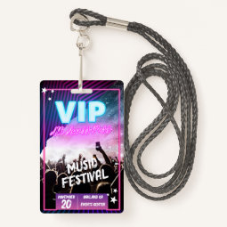 Fun Purple Pink Neon VIP All Access Pass Concert Badge | Zazzle