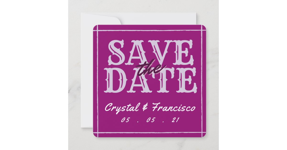 Fun Purple Save The Date Note Card | Zazzle