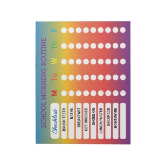 Fun Rainbow Daily Routine Checklist Notepad | Zazzle