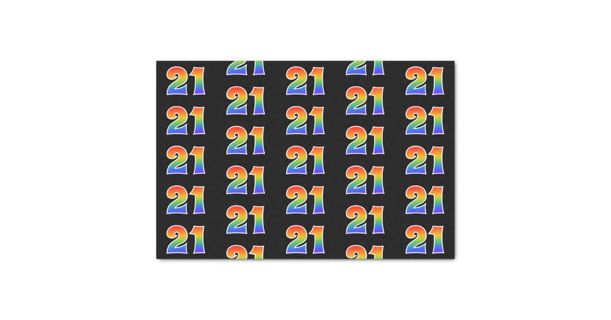 Fun Rainbow Spectrum Pattern "21" Event Number Tissue Paper | Zazzle