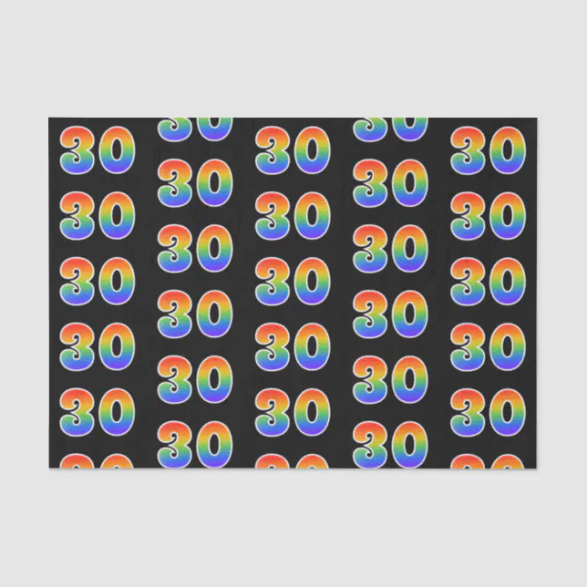 Fun Rainbow Spectrum Pattern "30" Event Number Tissue Paper | Zazzle