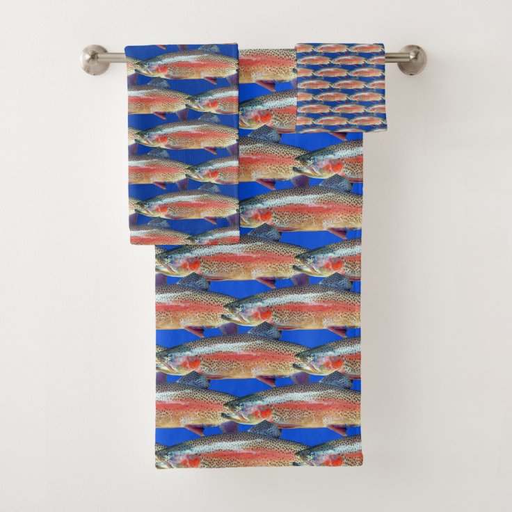 Fun Rainbow Trout Pattern Bath Towel Set | Zazzle