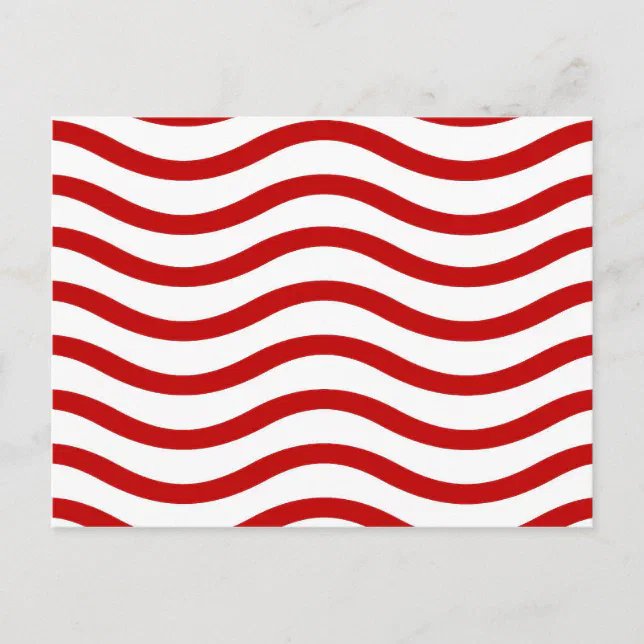Fun Red and White Wavy Lines Stripes Pattern Gifts Postcard | Zazzle