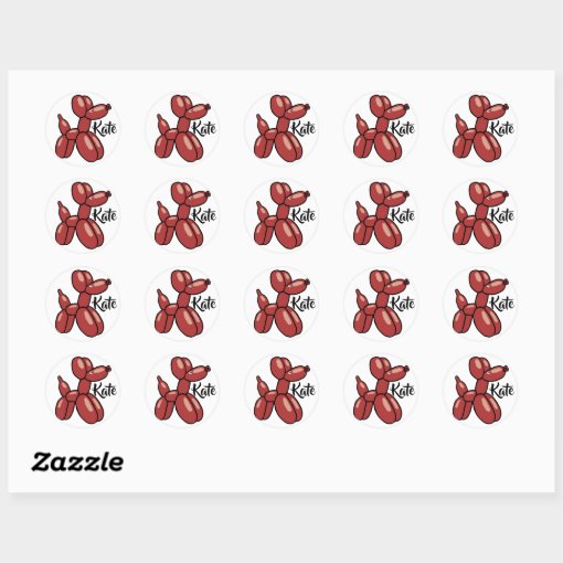 Fun red balloon dog design classic round sticker | Zazzle