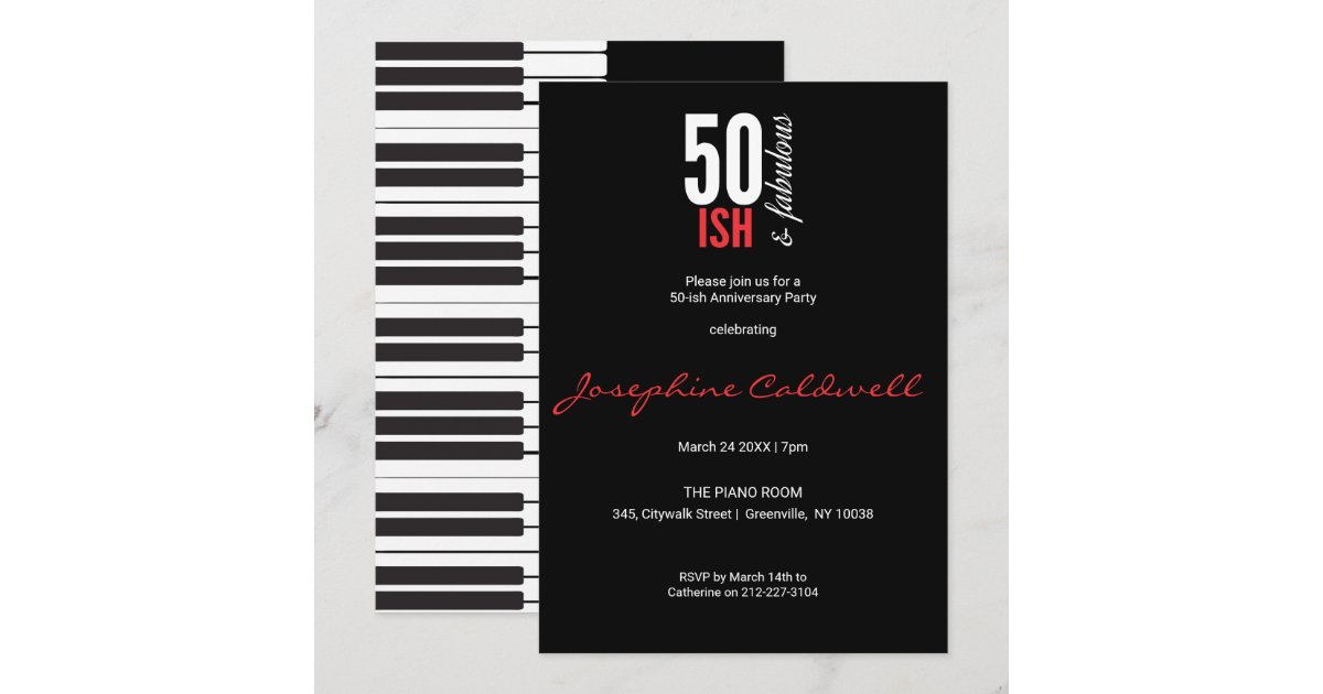 Fun Red & Black 50-ish and Fabulous Invitation | Zazzle