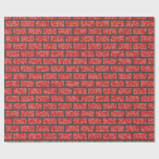 Fun, Red Classic 8-Bit Computer Game Style Bricks Wrapping Paper | Zazzle