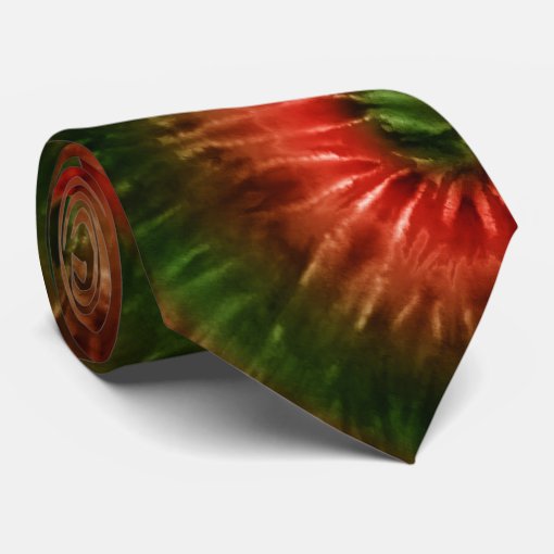 Fun Red Gold & Green Retro Tie Dye Neck Tie | Zazzle