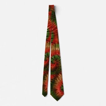 Fun Red Gold & Green Retro Tie Dye Neck Tie | Zazzle