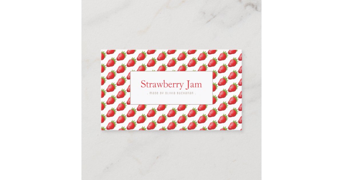 Fun Red Realistic Strawberry Pattern Business Card | Zazzle