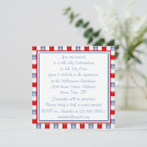 Fun Red, White and Blue Patriotic Party Invitation | Zazzle