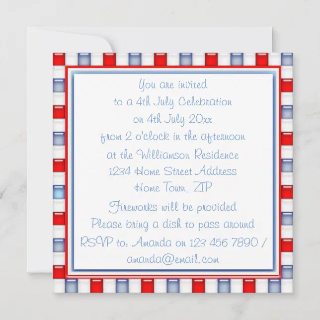 Fun Red, White and Blue Patriotic Party Invitation | Zazzle