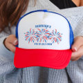 Fun Red White Blue Fireworks 4th of July Custom Trucker Hat | Zazzle