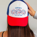 Fun Red White Blue Fireworks 4th of July Custom Trucker Hat | Zazzle
