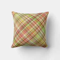 Fun Red Yellow Lime Green Gingham Plaid Pattern Throw Pillow | Zazzle