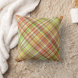 Fun Red Yellow Lime Green Gingham Plaid Pattern Throw Pillow | Zazzle