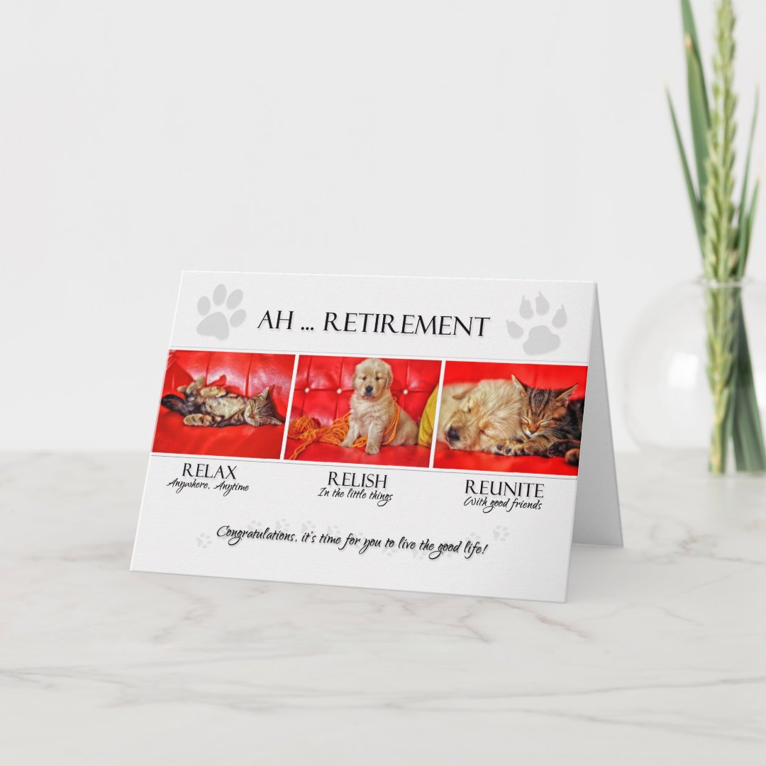 Fun Retirement Congratulations for the Pet Lover Card | Zazzle