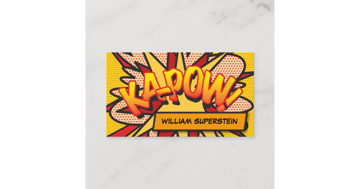 Fun Retro Comic Book Colorful Business Card | Zazzle