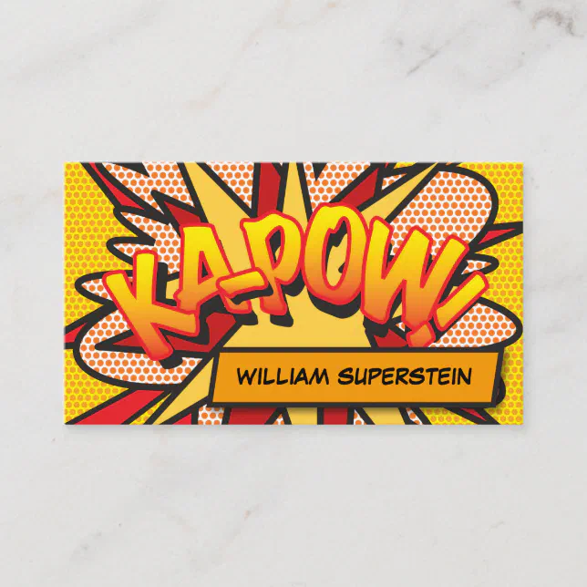 Fun Retro Comic Book Colorful Business Card | Zazzle