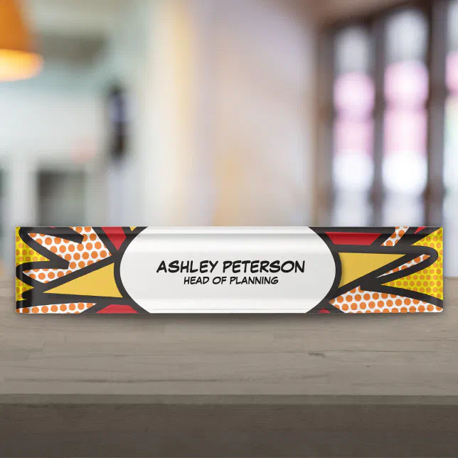 Fun Retro Comic Book Desk Name Plate | Zazzle