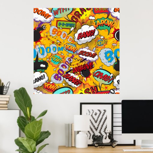 Fun Retro Comic Book Pop Art Explosions Poster | Zazzle