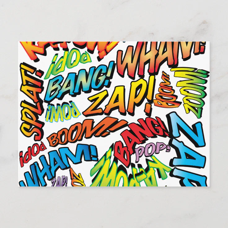 Fun Retro Comic Book Pop Art Sounds Postcard | Zazzle