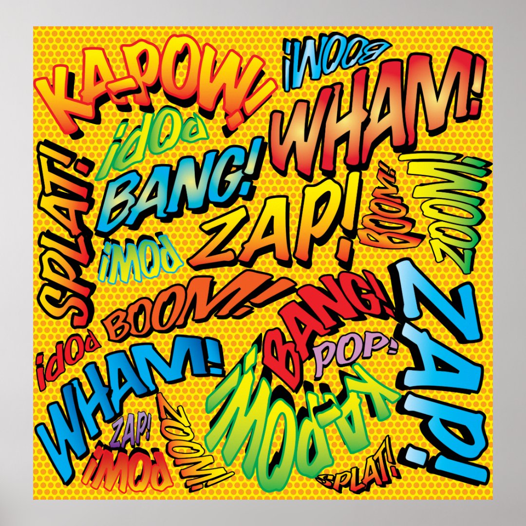 Fun Retro Comic Book Pop Art Sounds Poster | Zazzle