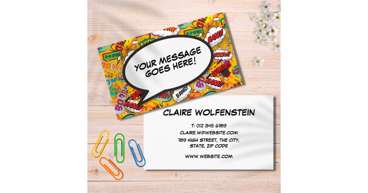 Fun Retro Comic Book Speech Bubble Business Card | Zazzle