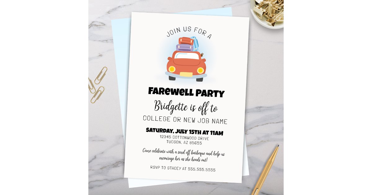 Fun Retro Graduation Send Off Farewell Invitation | Zazzle