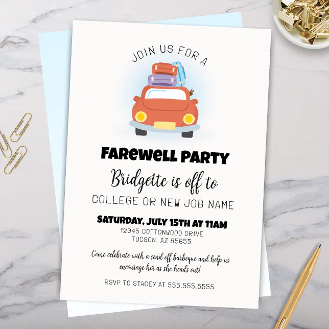 Fun Retro Graduation Send Off Farewell Invitation | Zazzle