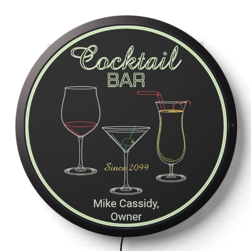 Fun Retro Home Cocktail Bar LED Sign | Zazzle