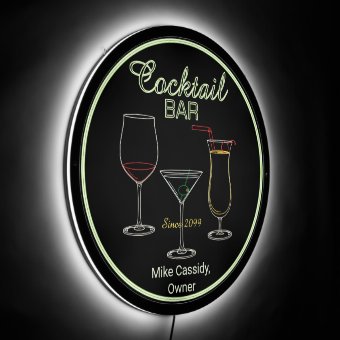 Fun Retro Home Cocktail Bar LED Sign | Zazzle