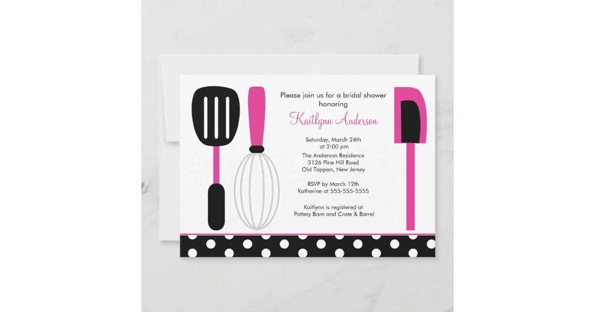 Fun Retro Kitchen Bridal Shower Invitation Pink | Zazzle