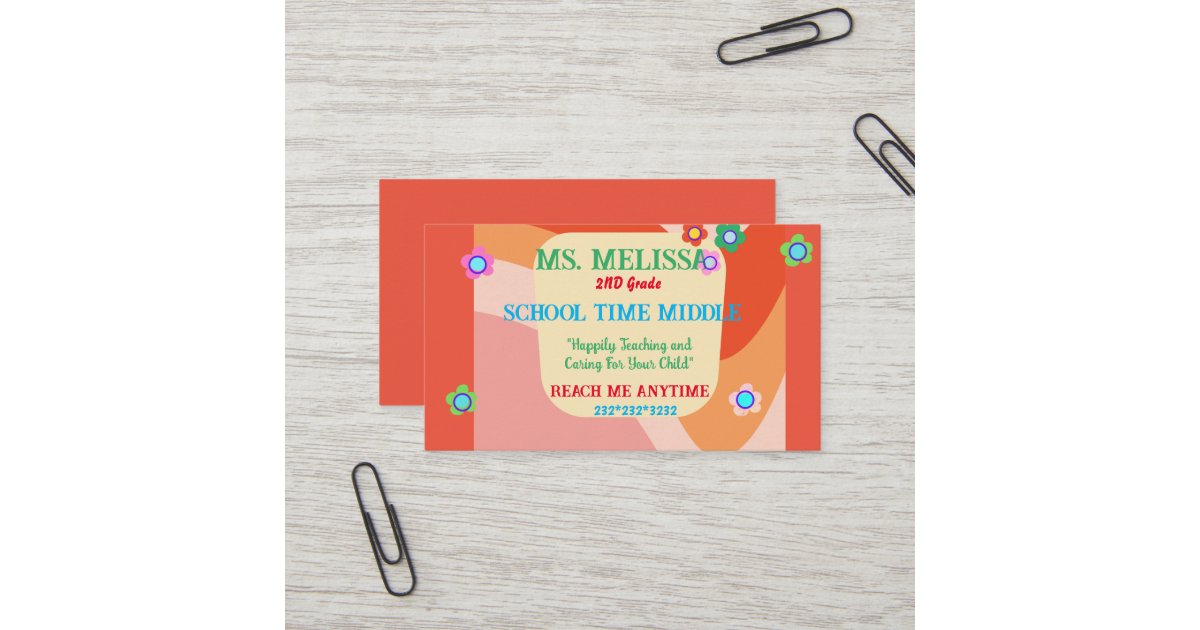 Fun Retro School Teacher Style Design Business Card | Zazzle