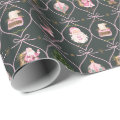 Fun Retro Vintage Christmas Pink Ribbon Watercolor Wrapping Paper | Zazzle