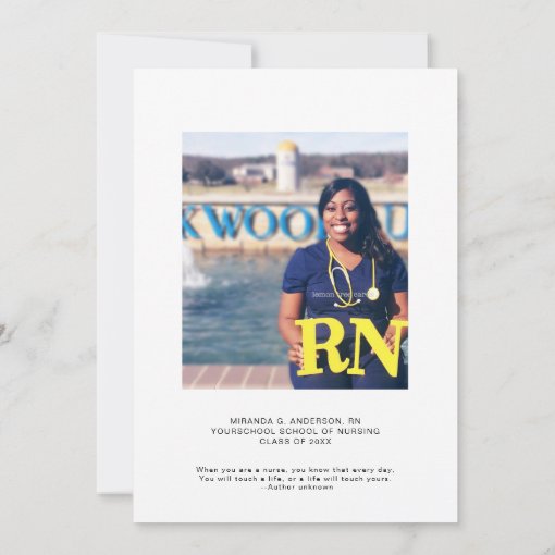Fun RN nurse photo graduation celebration Invitation | Zazzle