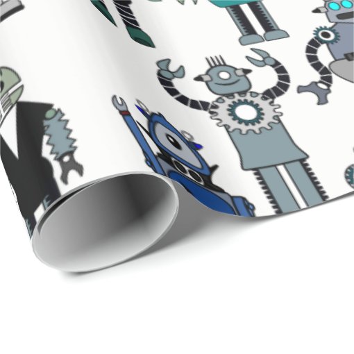 fun Robot Wrapping Paper for Kids, Geeks, Science | Zazzle
