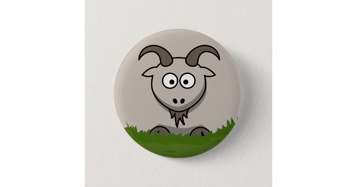 Fun Round Cartoon Goat Button | Zazzle
