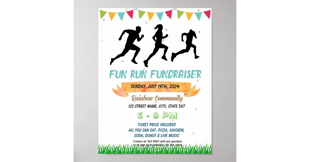Fun run Marathon event template Poster | Zazzle