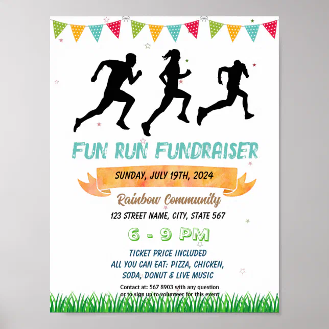Fun run Marathon event template Poster | Zazzle