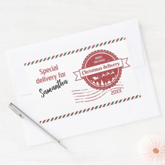 Fun Santa's Special Delivery Christmas Rectangular Sticker | Zazzle