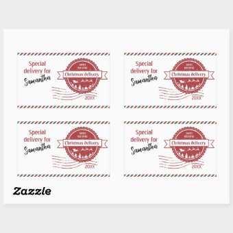 Fun Santa's Special Delivery Christmas Rectangular Sticker | Zazzle