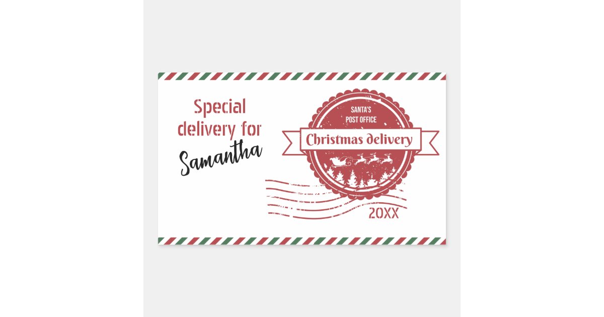 Fun Santa's Special Delivery Christmas Rectangular Sticker | Zazzle