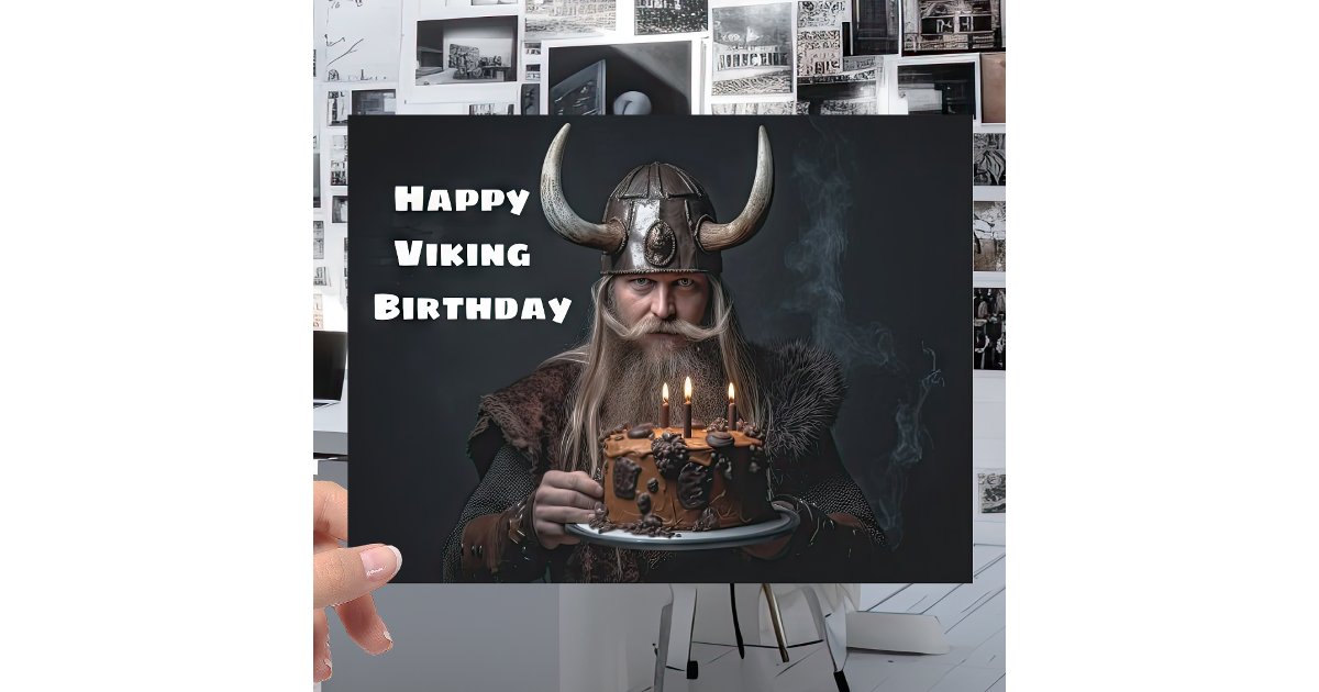 Fun Scandinavian Viking Warrior - Nordic Birthday Card | Zazzle