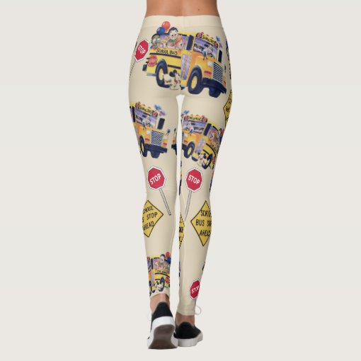 Fun School Bus Driver Party Pattern Leggings | Zazzle