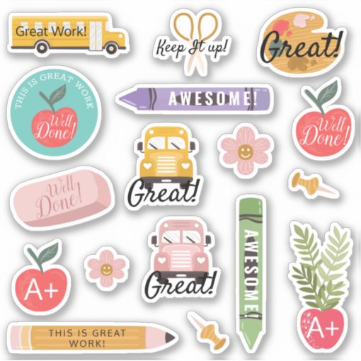 Fun School Teacher Themed Words Of Encouragement Sticker | Zazzle