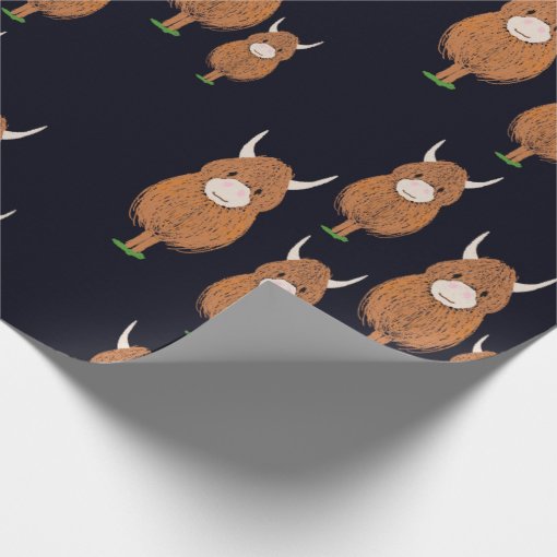 Fun Scottish Highland cow Wrapping Paper | Zazzle