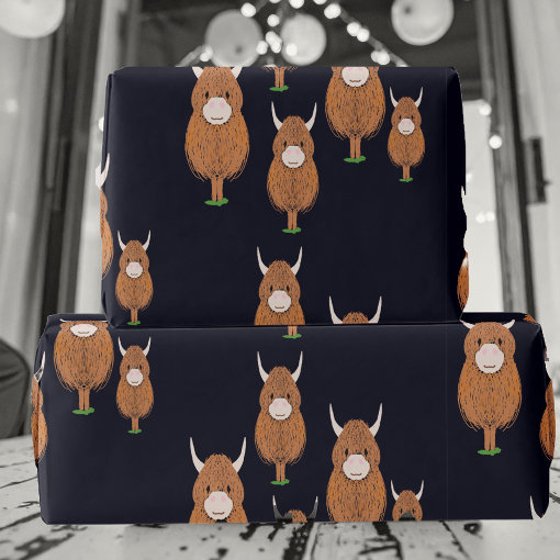 Fun Scottish Highland cow Wrapping Paper | Zazzle