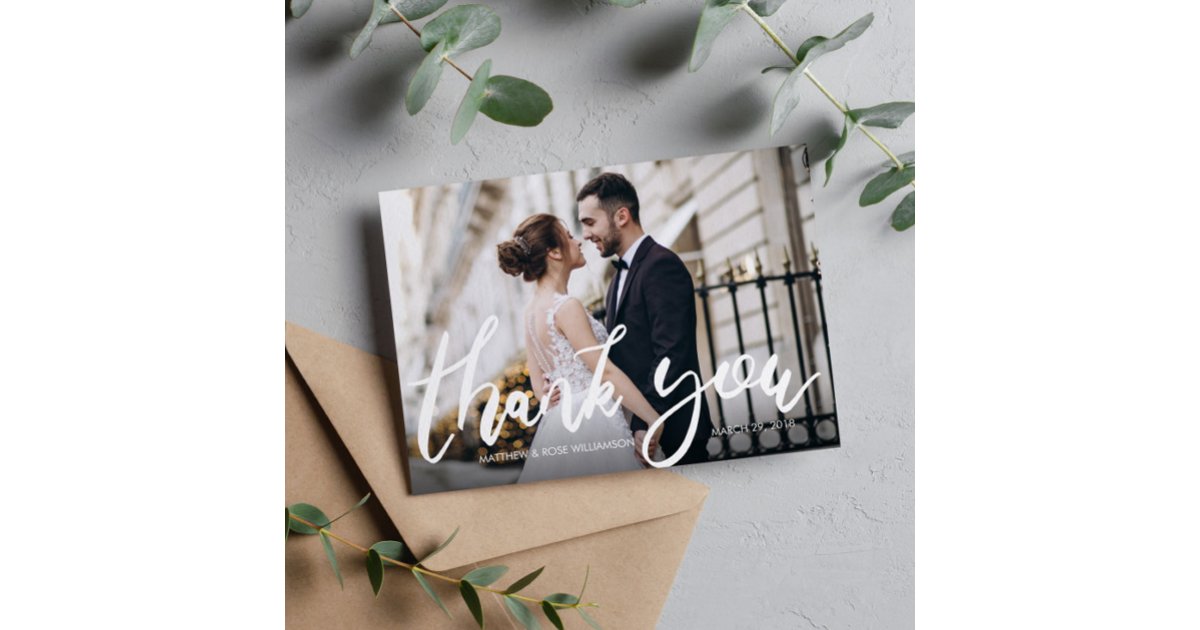 Fun script wedding thank you card | Zazzle